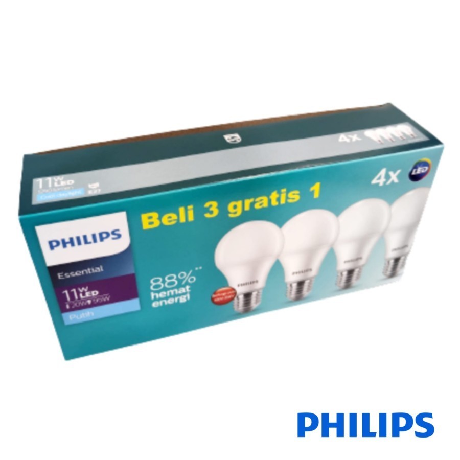 Jual Philips LED Bulb lampu bohlam Paket Essential 11 Watt | Shopee ...
