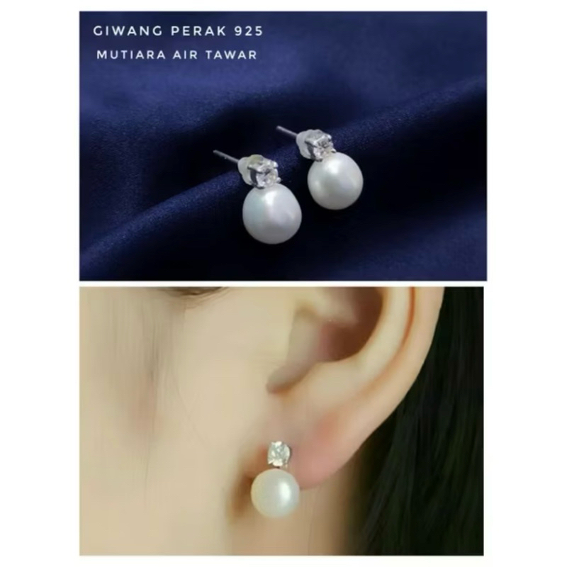 Jual Giwang perak 925 Mutiara air tawar asli Bersertifikat dan box ...