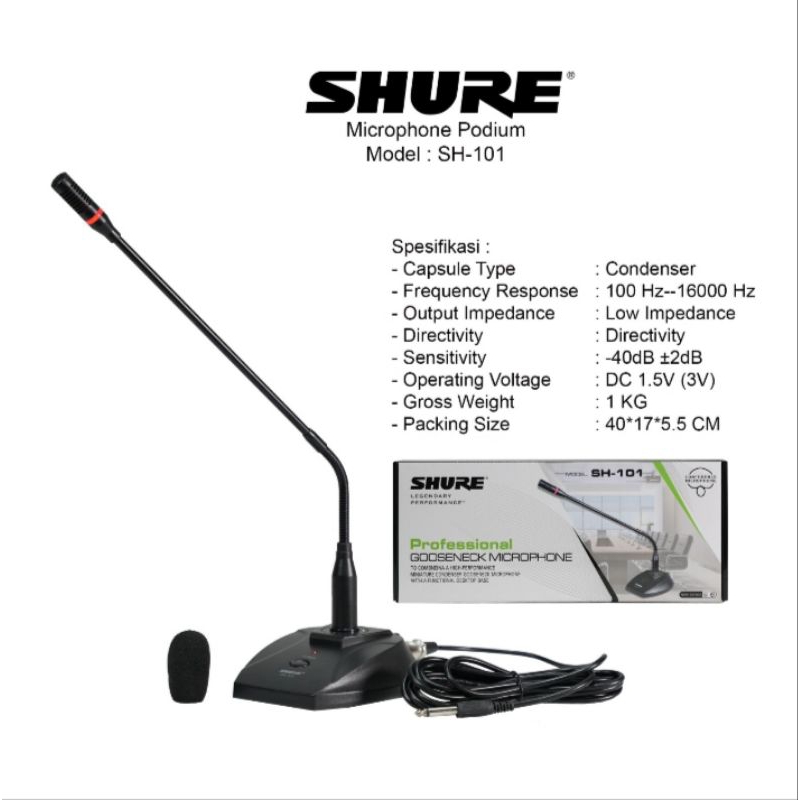 Jual Mic Meja Podium Kabel Shure SH-101 - Hitam | Shopee Indonesia