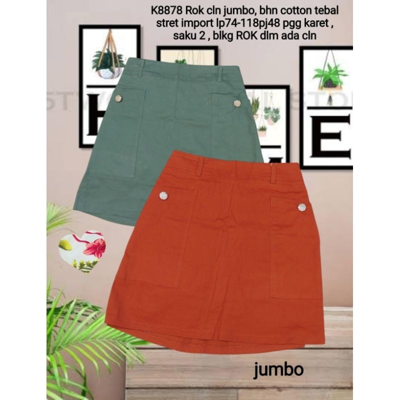 Jual VT K8878 Rok cln jumbo, bhn cotton tebal stret import (kancing ...
