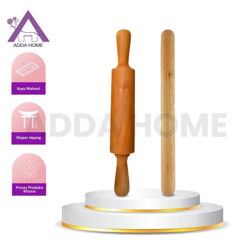 Jual Rolling Pin Kayu Mahoni Premium Pemipih Adonan Kue Pizza Ada ...