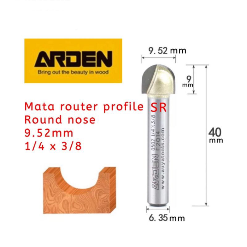 Jual Mata Profil/ Router 10mm 1/4 × 3/8 Round Nose/ Core Box Bits Merk ...