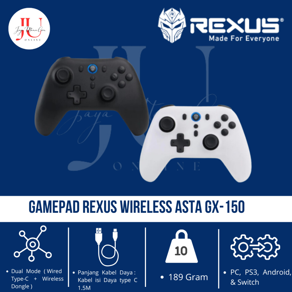 Jual REXUS GAMEPAD ASTA GX150 / REXUS WIRELESS GX-150 BLACK WHITE ...