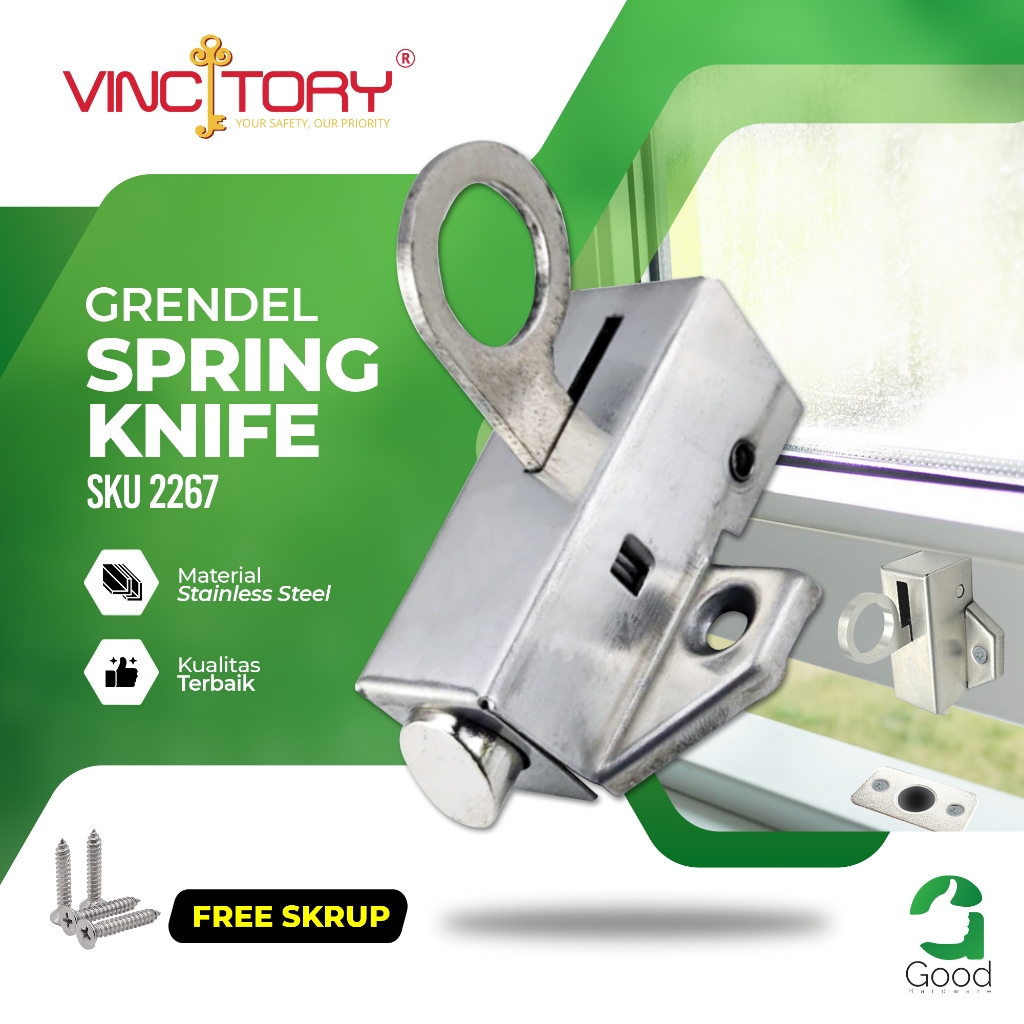 Jual Kunci Slot Jendela Spring Knip Stainless Knife Silver Grendel ...