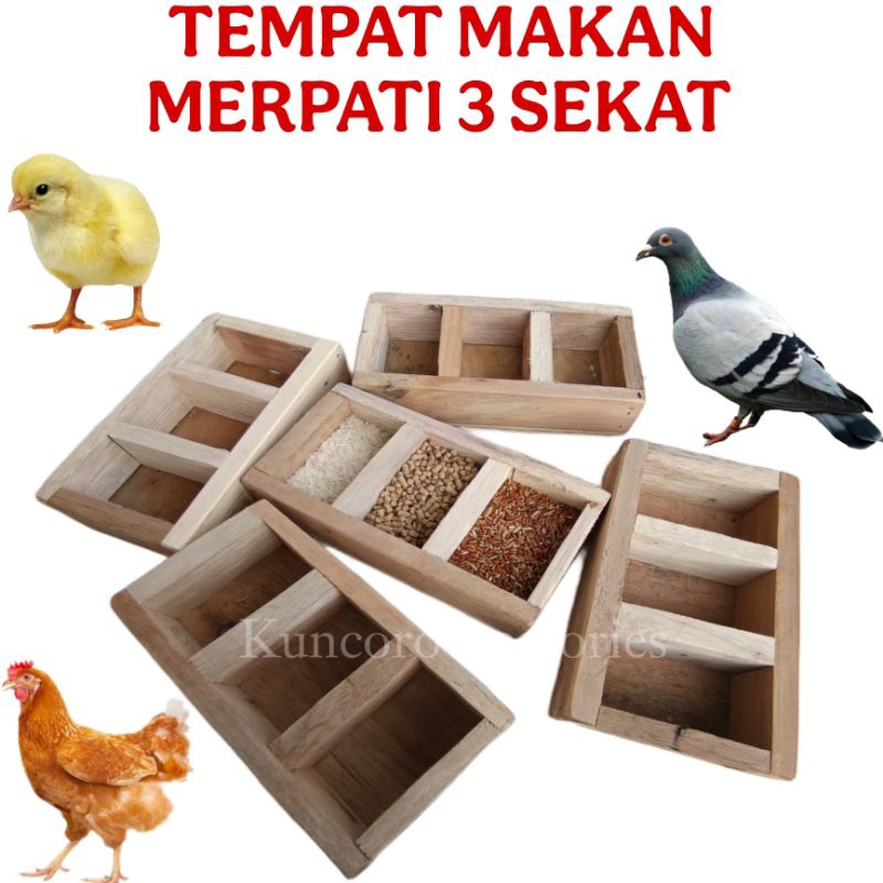 Jual Tempat Makan 3 Sekat Merpati Itik Ayam Kayu Jawa Tebal Keras ...