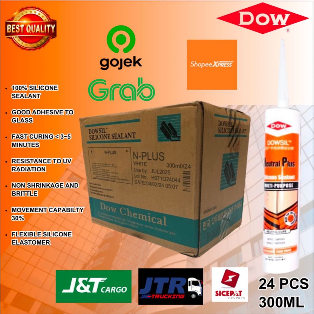 Jual Lem Kaca / Silicone Sealant DOWSIL Netral Plus 300ml (1 Dus isi 24 ...