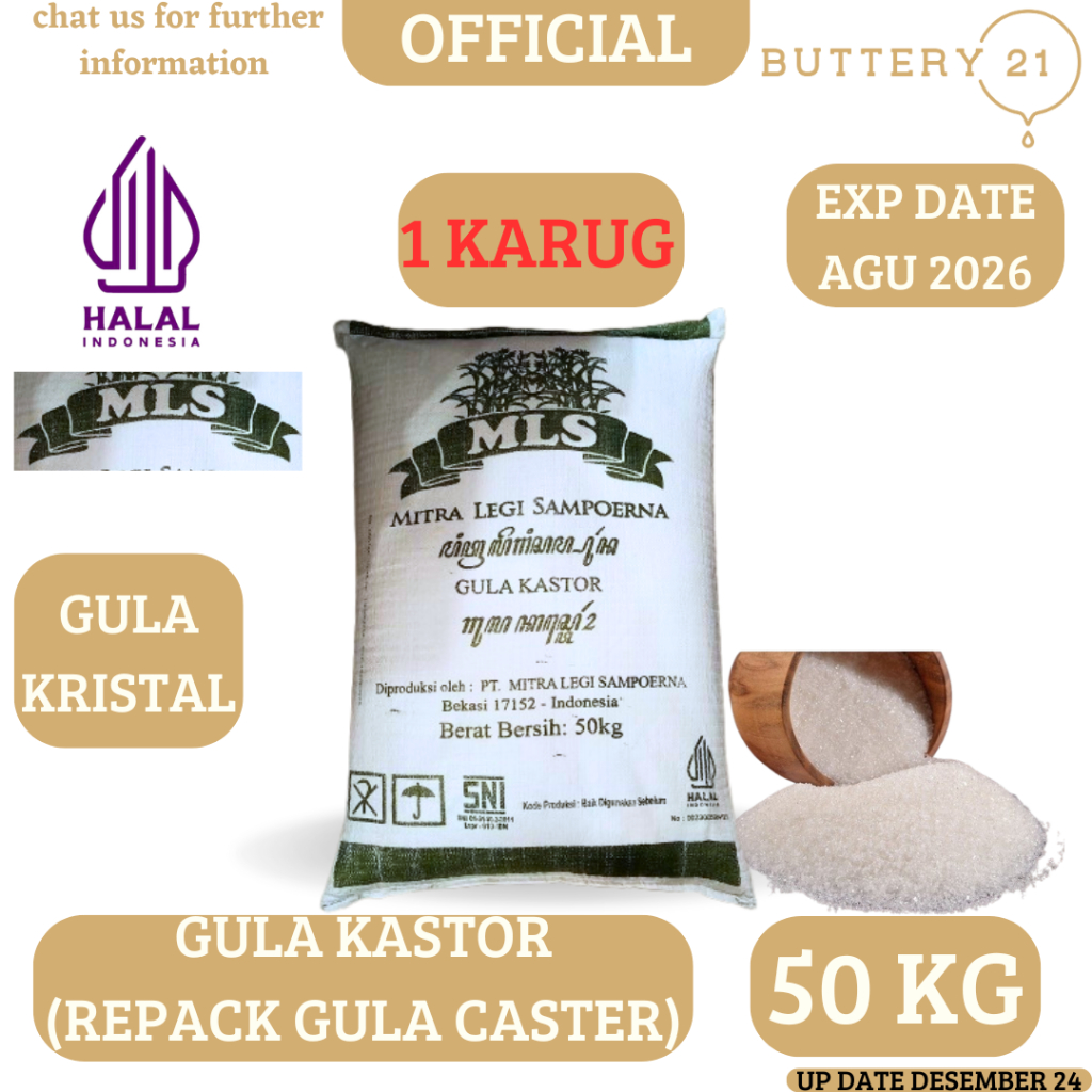 Jual CASTER SUGAR 50 KG(1 KARUNG)/GULA KASTOR /GULA KASTER/GULA PASIR ...
