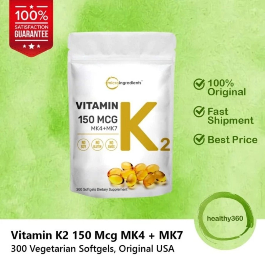 Jual Vitamin K2 150MCG MK4+MK7 Isi 300 Softgel Dietary Microlngredients ...