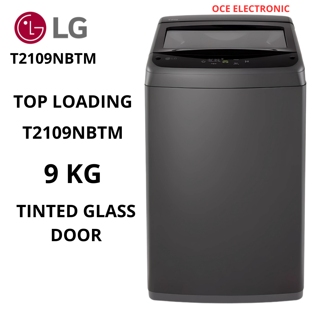 Jual MESIN CUCI LG TOP LOADING 9 KG T2109NBTM TINTED GLASS DOOR - MID BLACK MADE IN THAILAND ...