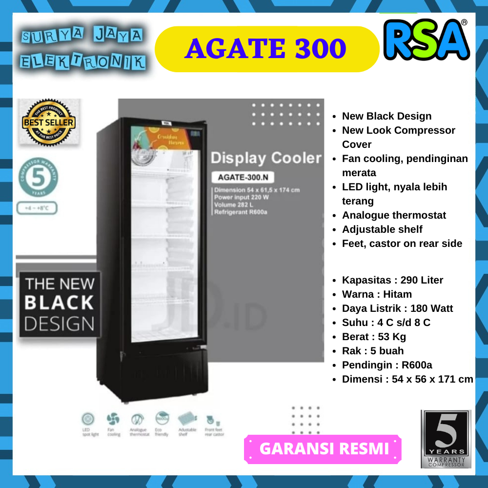 Jual SHOWCASE RSA AGATE 300R / AGATE 300 R DISPLAY CHILLER COOLER 282 ...