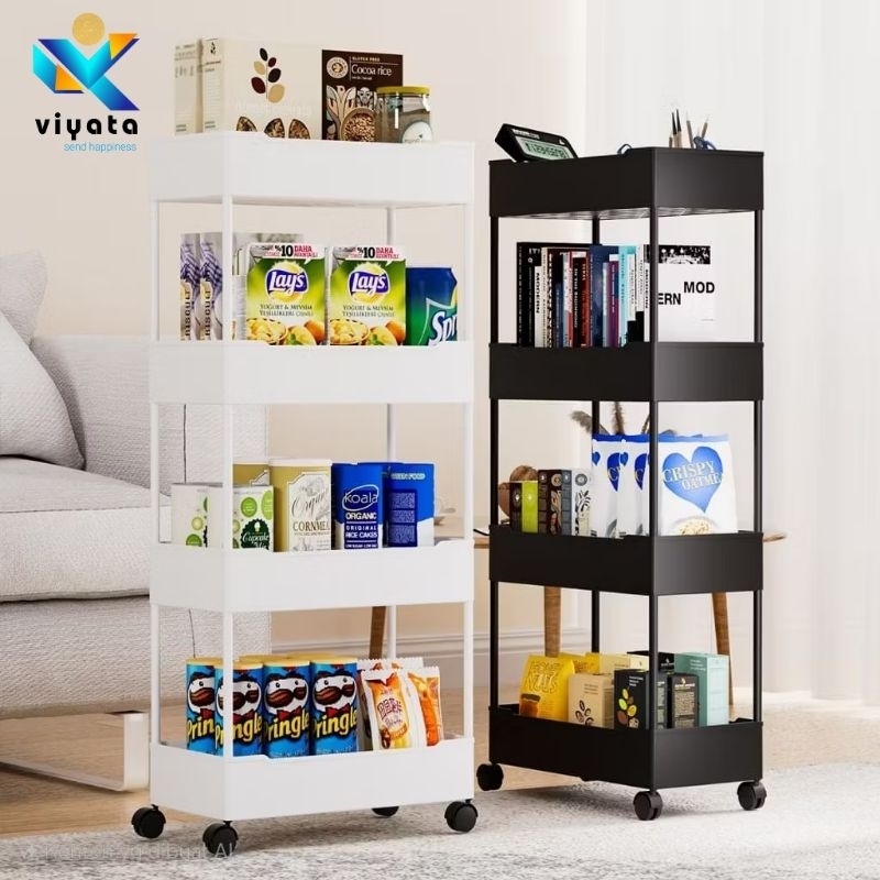 Jual rak susun serbaguna 4 tingkat roda rak troli rak dapur kamar mandi ...