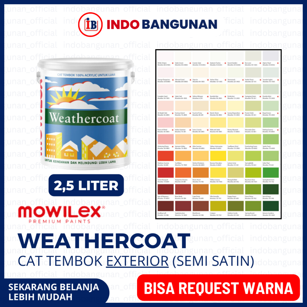 Jual CAT TEMBOK EXTERIOR MOWILEX WEATHERCOAT 2,5LT / BISA REQUEST ...