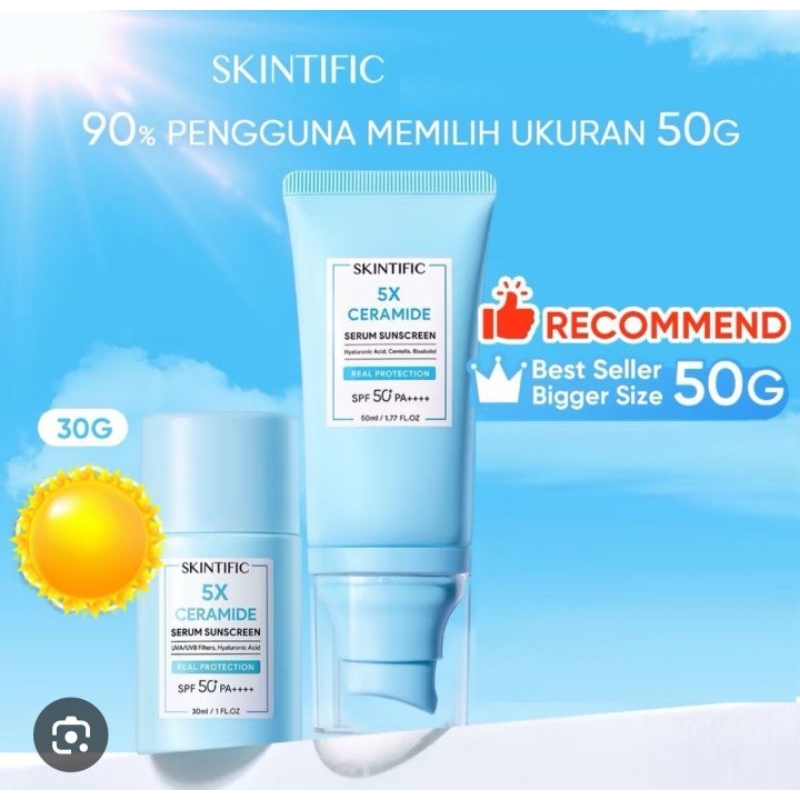 Jual Skintific Suncreen 5X Ceramide Serum SPF50+ PA++++ 30ml | Shopee ...