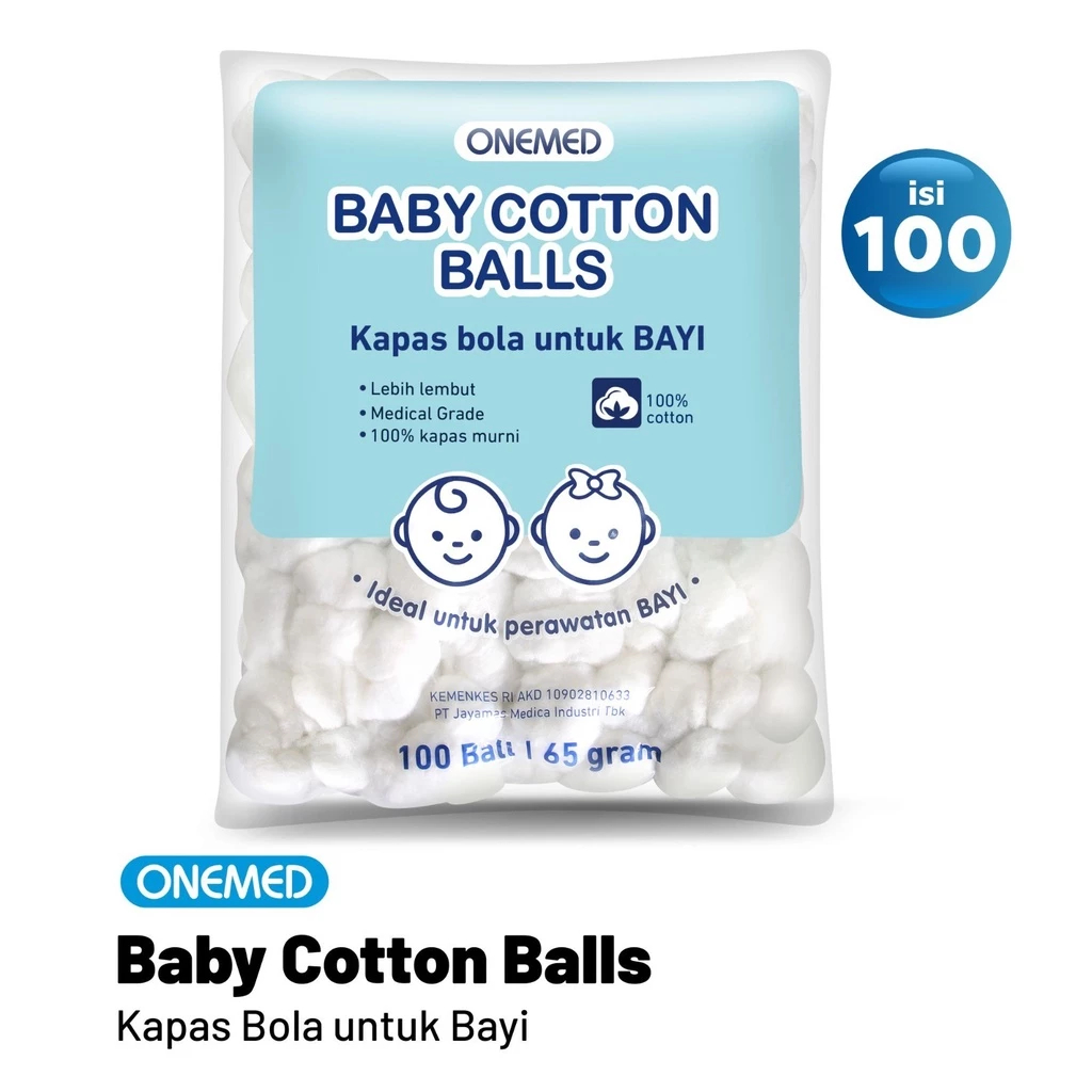 Jual ONEMED Cotton Balls | Kapas Bola / Bulat Untuk Bayi Isi 100 Ball ...