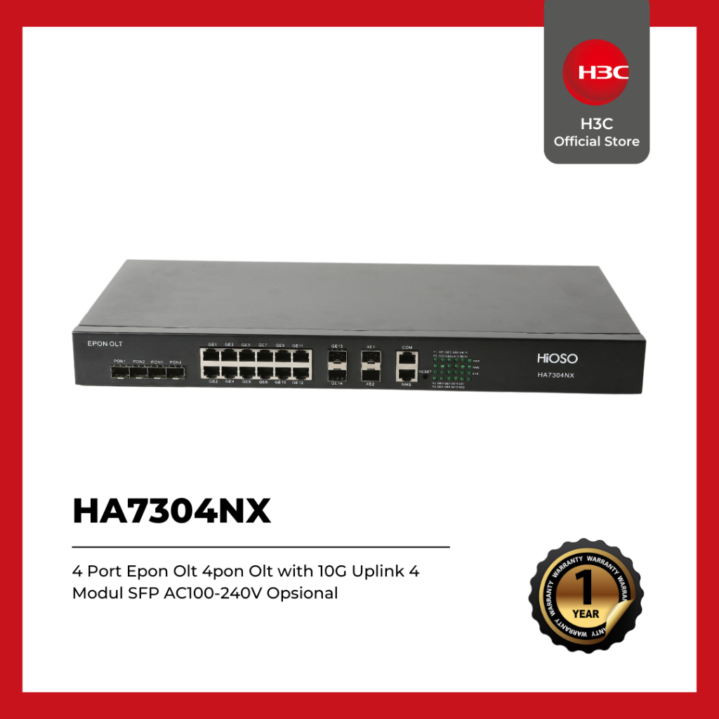 Jual HIOSO HA7304NX 1U RACK TYPE 4 PON PORTS 10G UPLINK OLT EPON GPON ...