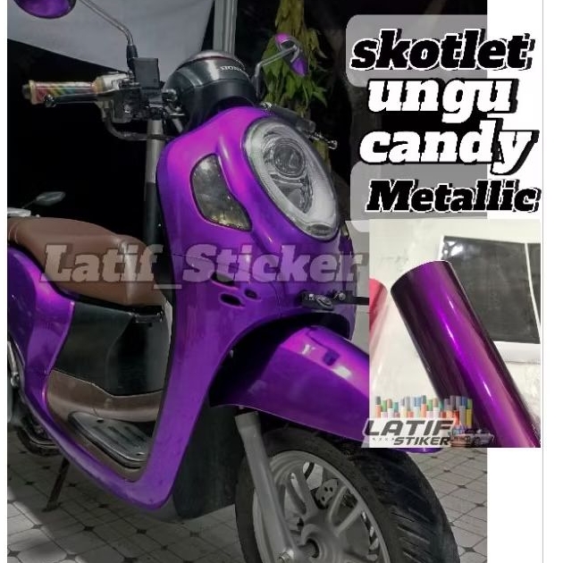 Jual STIKER SKOTLET MOTOR UNGU CANDY METALIK SUPER GLOSSY LENTUR ...
