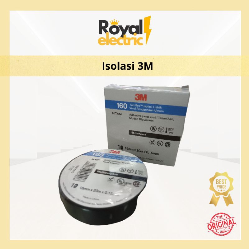 Jual 3M Isolasi Listrik Temflex 160 General Use Vinyl Electrical Tape ...