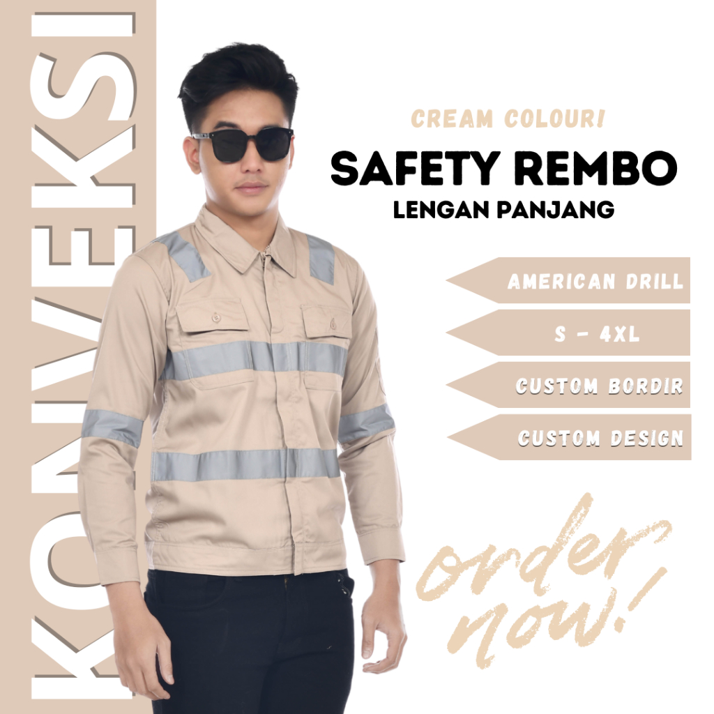 Jual Baju Kemeja Safety Rembo Lengan Panjang - Seragam Kerja Atasan ...
