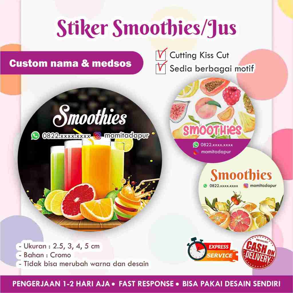 Jual [170 pcs] Stiker Smoothies / Jus / Juice / Buah cromo bulat ...