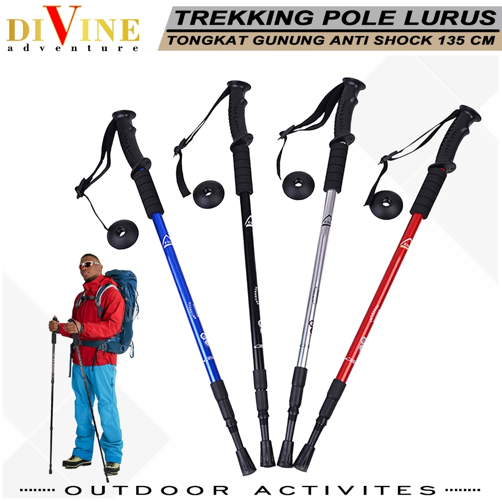 Jual trekking pole lurus anti shock 135 cm tongkat gunung duralumin ...