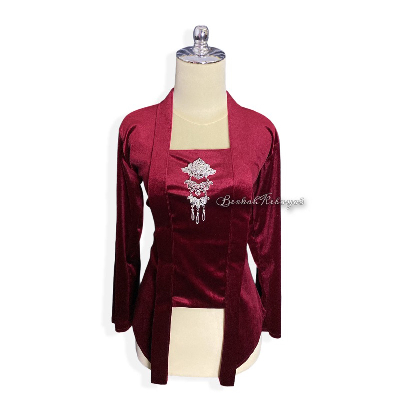 Jual Kebaya Bludru Kutu Baru Polos / Kebaya Warna Maroon Size Lengkap | Shopee Indonesia