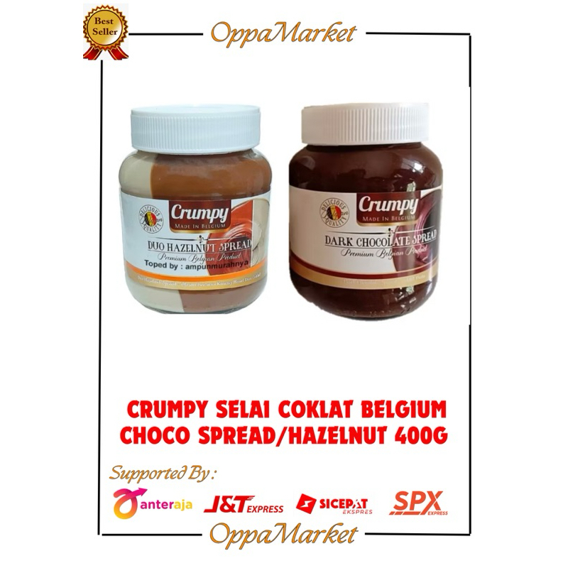 Jual CRUMPY SELAI COKLAT BELGIUM HAZELNUT/CHOCO SPREAD 400GR | Shopee ...