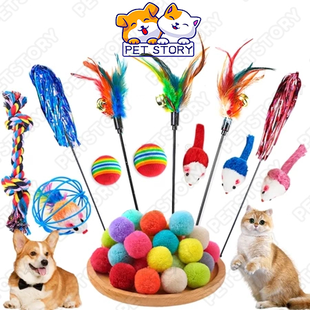 Jual Mainan Kucing Tongkat Tikus Mainan Kucing Bulu Menggoda tongkat ...