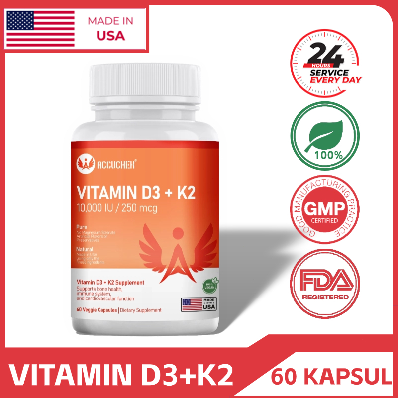Jual Vitamin D3 & K2 10,000 IU, Suplemen untuk Kesehatan Tulang, Imun ...