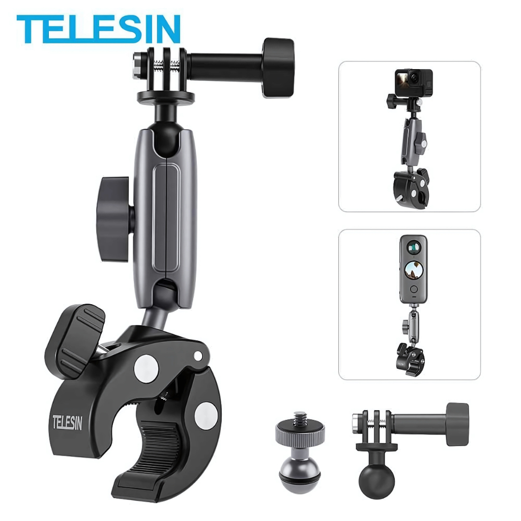 Jual TELESIN Metal Tube Clamp Mount 360 Dirt Bike Motorcycle Handlebar ...