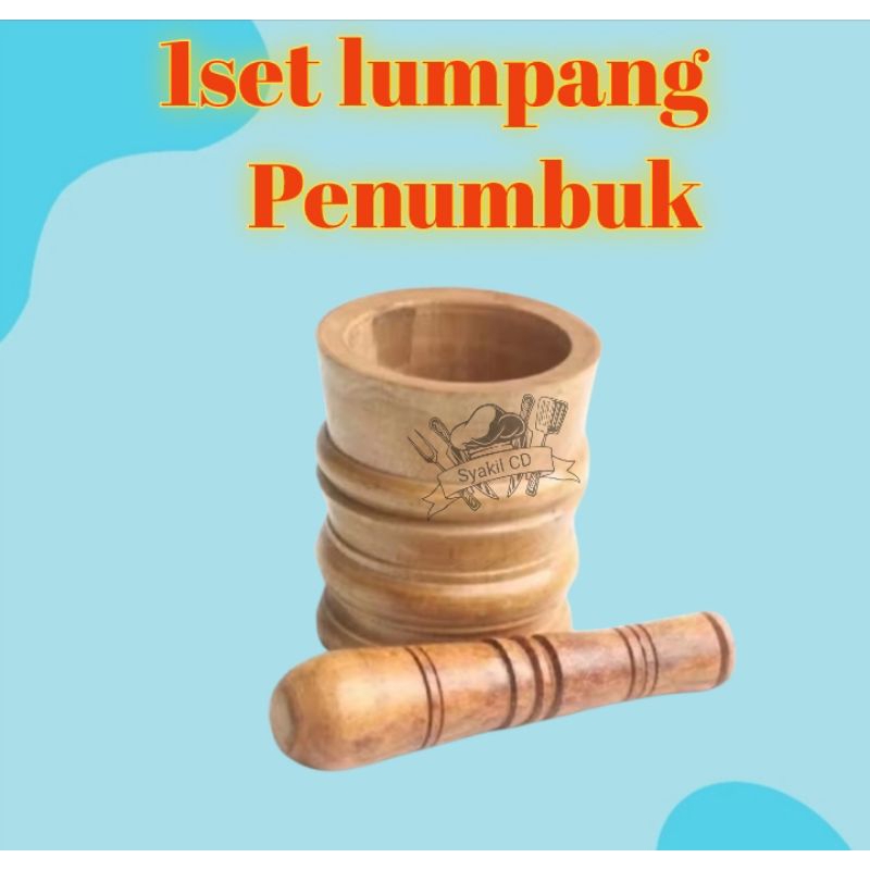 Jual lumpang kayu/alat tumbuk tradisonal/1set lumpang dan penumbuk ...