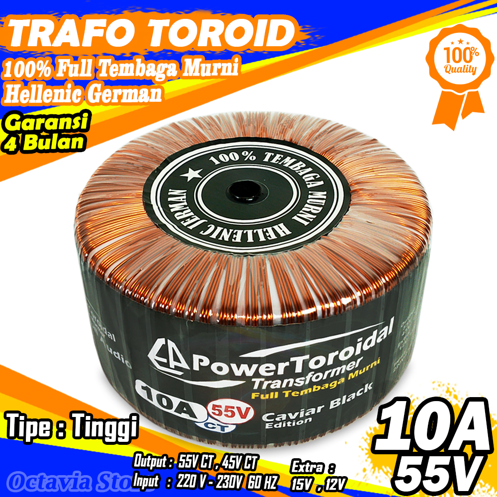 Jual Trafo Toroid 10A 55V CT 45V CT Full Tembaga MURNI Hellenic German ...