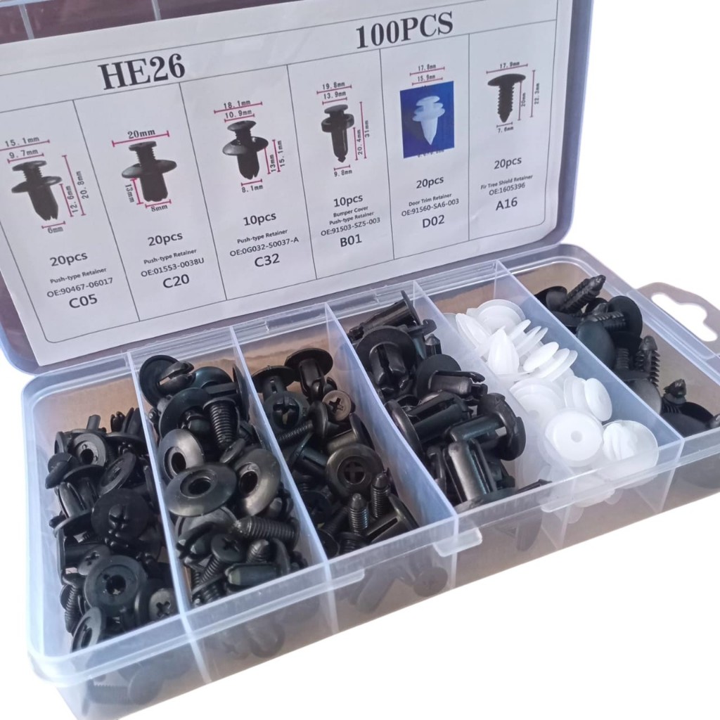 Jual Baut Rivet Clip Joint Trim Klip Kancing Mobil Panel 100 PCS HE26 ...