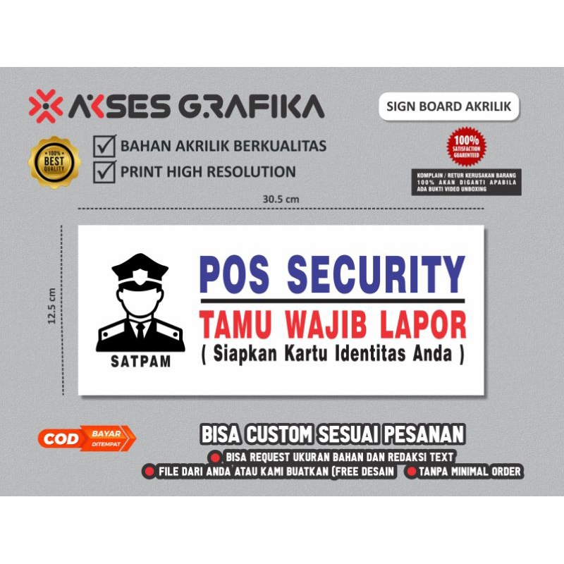 Jual Acrylic Sign Board, Signage, Papan Rambu-Rambu Pos Security ...