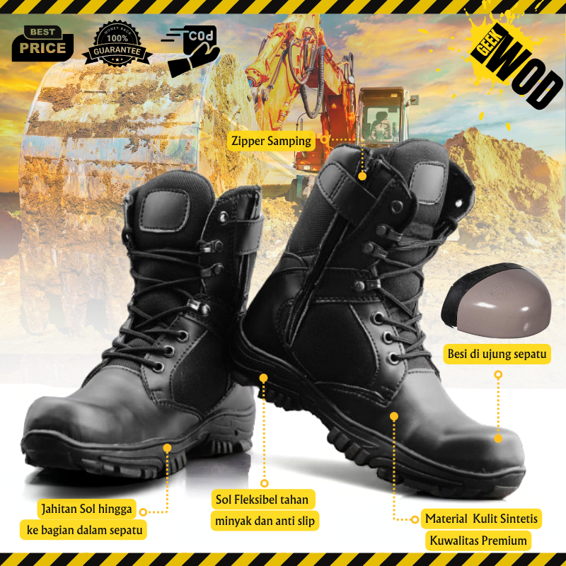 Jual Sepatu Boots Pria pdl TNI POLRI SECURITY SATPAM safety boots ...