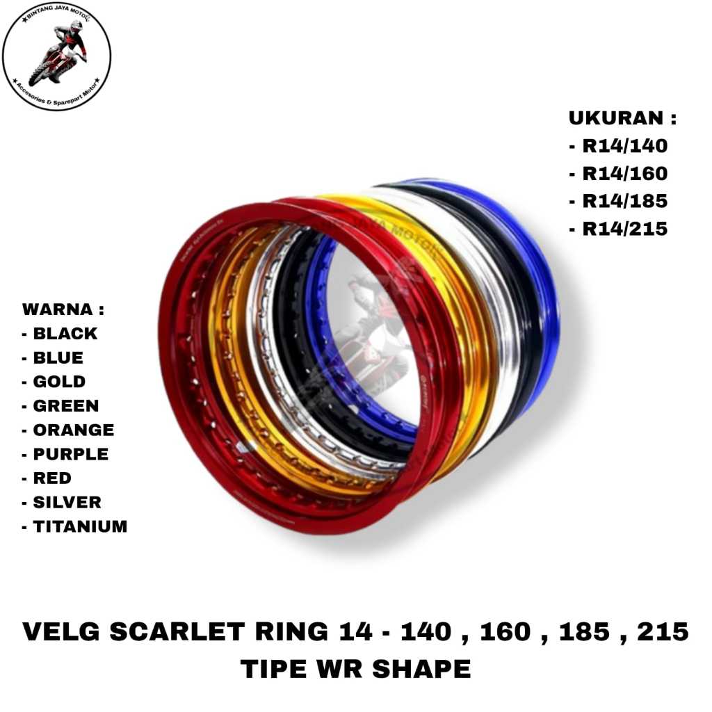 Jual Velk Pelek Velek Pelk Velg Rim Aloy Scarlet Tipe WR Ring R 14 140 ...