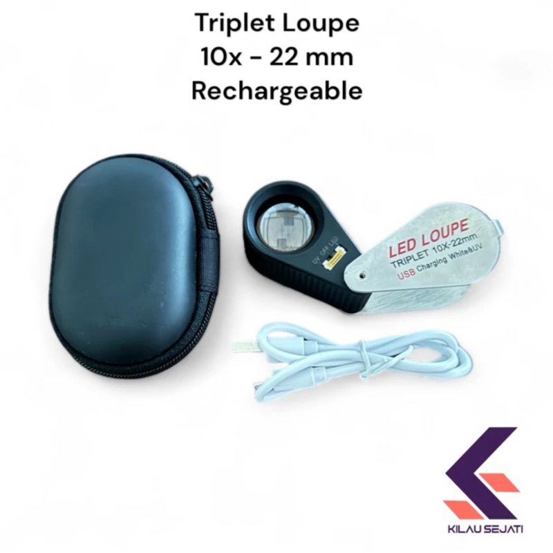 Jual Diamond Loupe with Rechargable Battery Magnifier Triplet 10x 22mm ...