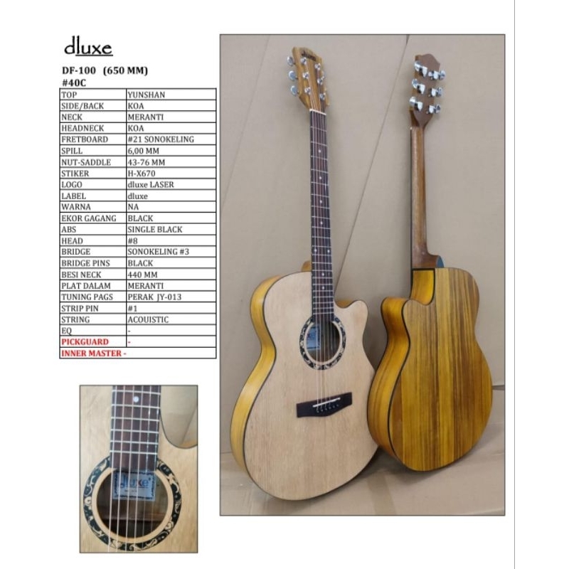 Jual Gitar akustik string original Dluxe ukuran standar Cutway type DF ...