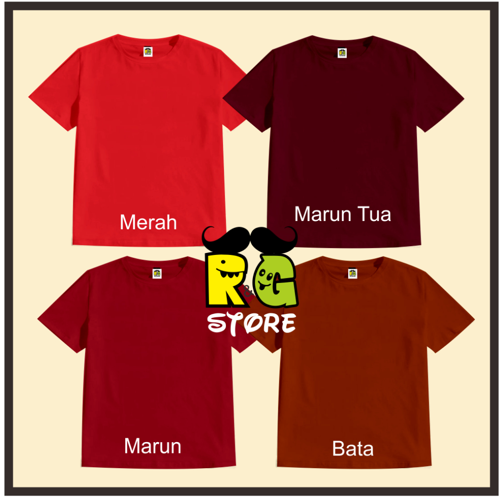 Jual HORIZONTAL KAOS POLOS KATUN COMBED 30s WARNA MERAH, MARU, MARUN TUA DAN BATA LENGAN PANJANG ...