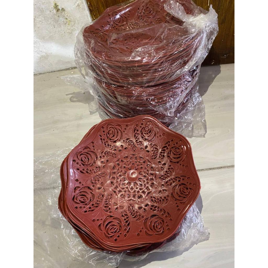 Jual 12pcs piring plastik rotan bunga / piring cantik bunga / piring ...