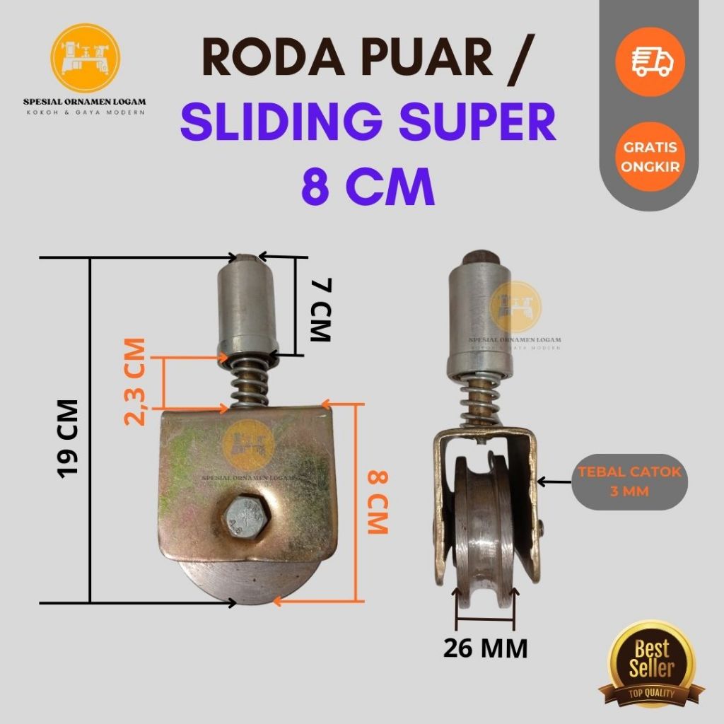 Jual Roda Sliding Super Ukuran 8 Cm / Pintu Garasi Carport / Anti ...