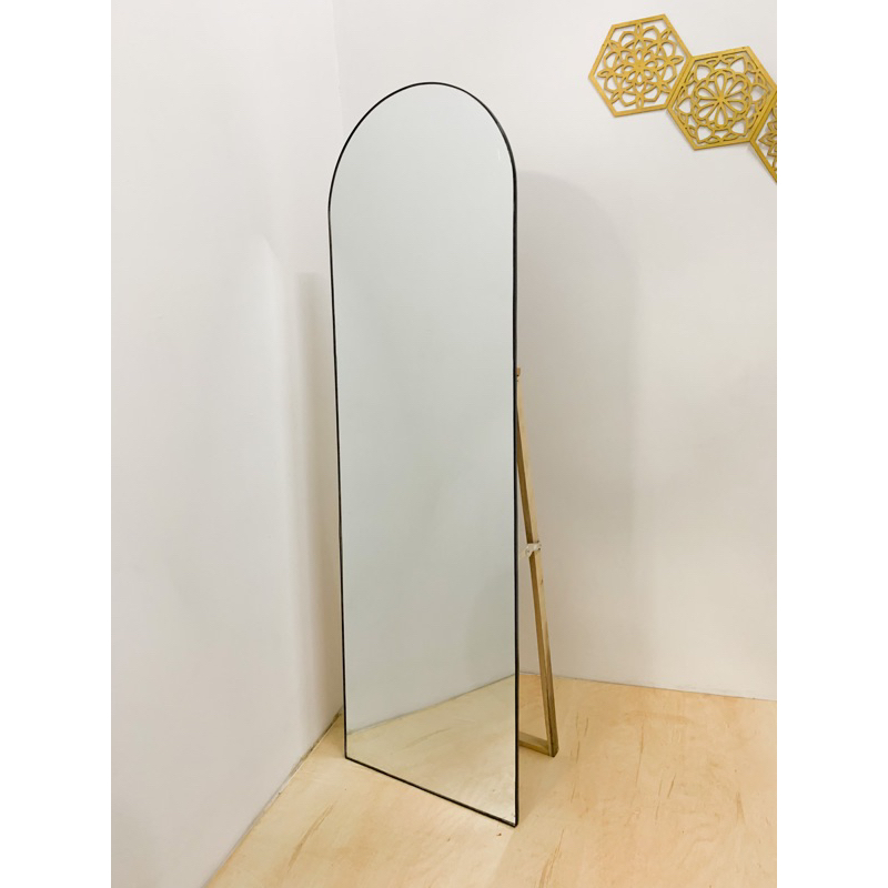 Jual FREE PACKING KAYU Thin frame Standing Mirror Full Body Oval Mirror ...