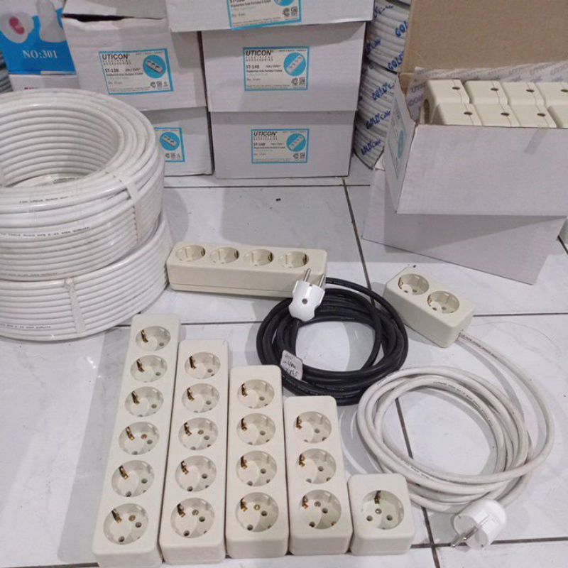 Jual Stop kontak Uticon 1,2,3,4,5,6lubang+kabel serat tebal 2x2,5mm ( hitam/ putih) | Shopee ...