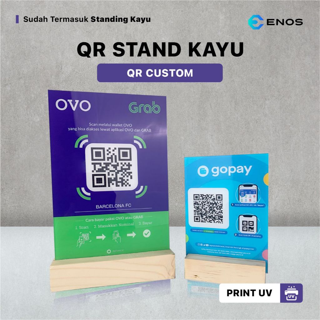 Jual Akrilik QRIS Barcode Pembayaran Digital Print UV / QR Stand ...