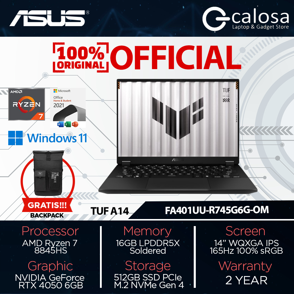 Jual ASUS TUF Gaming A14 FA401UU-R745G6G-OM AMD Ryzen 7 8845HS RAM 16GB ...