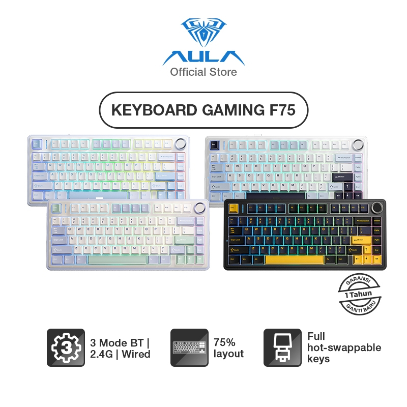 Jual AULA Keyboard Gaming Mechanical 75% Layout Keyboard Mekanikal 3 ...