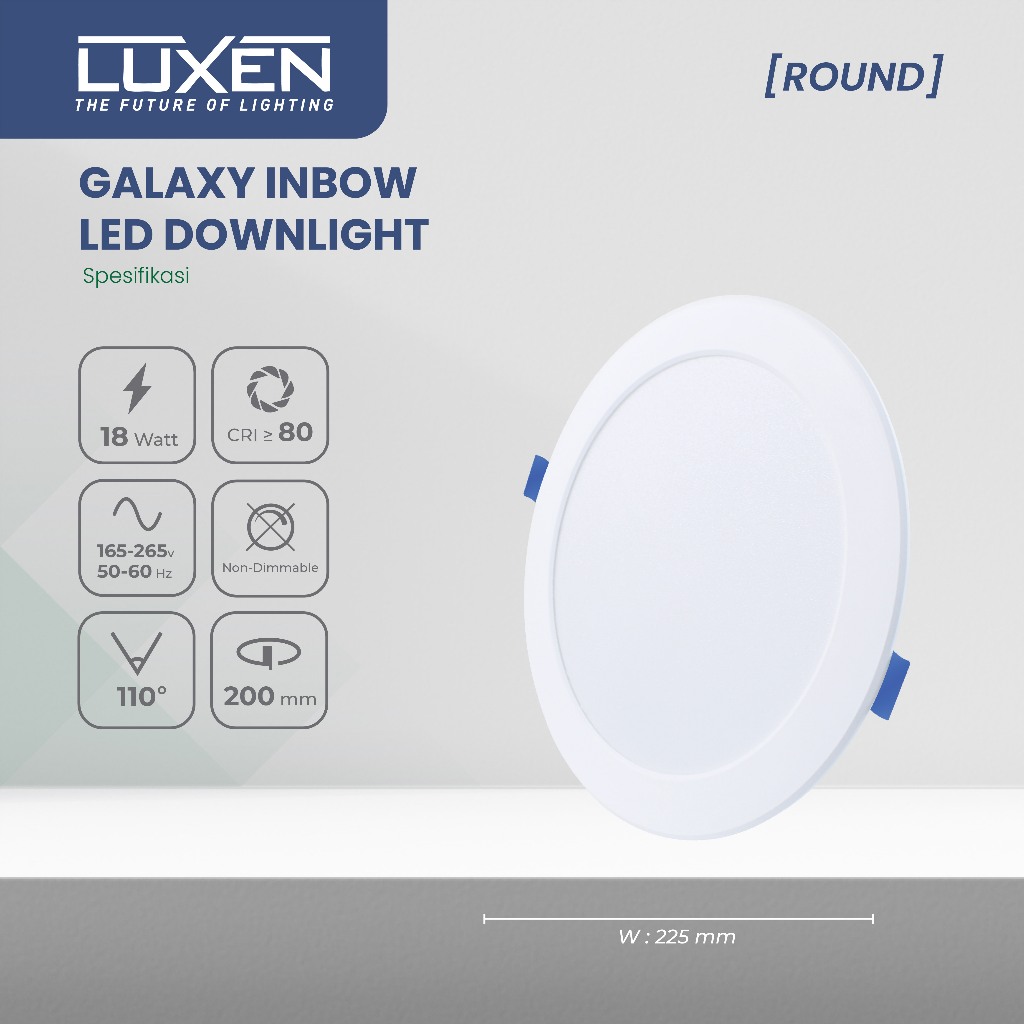 Jual LUXEN LAMPU DOWNLIGHT LED GALAXY INBOW BULAT 18 Watt Cahaya Putih ...