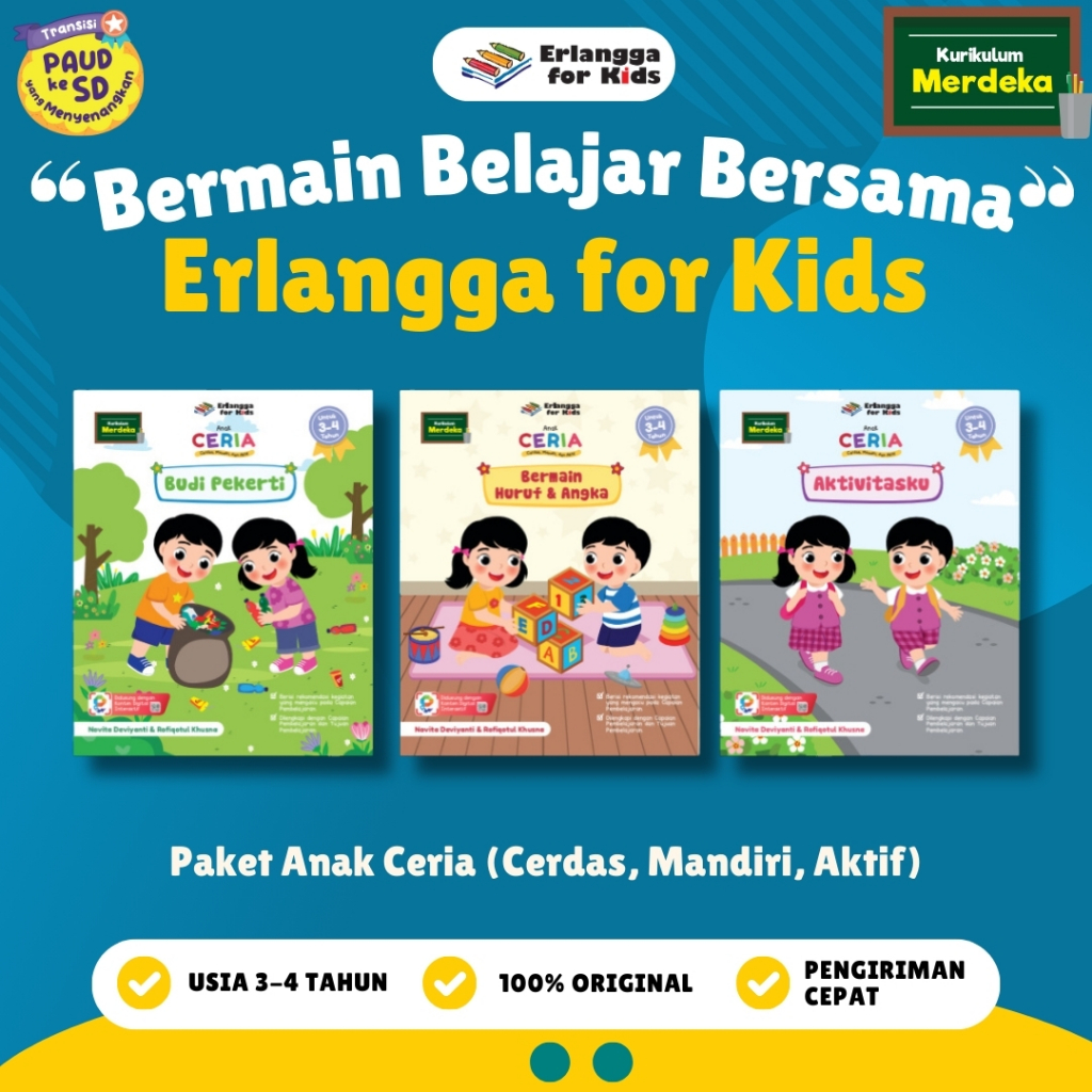Jual [Erlangga] Buku Paket Kel. Bermain/TK/PAUD: Paket Anak Ceria ...