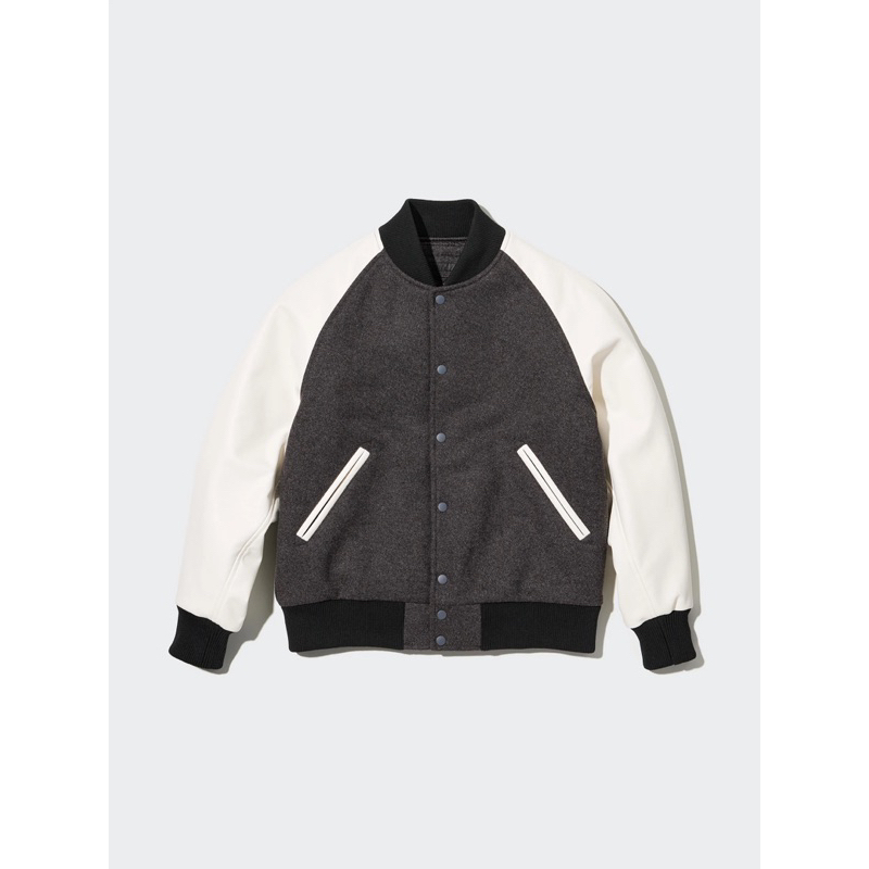 Jual UNIQLO VARSITY LEATHER JACKET | Shopee Indonesia