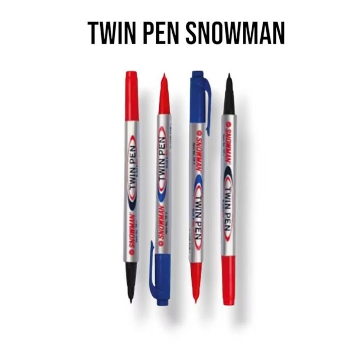 Jual spidol pen / marker twin Pen snowman / spidol 2 warna (1 pcs ...