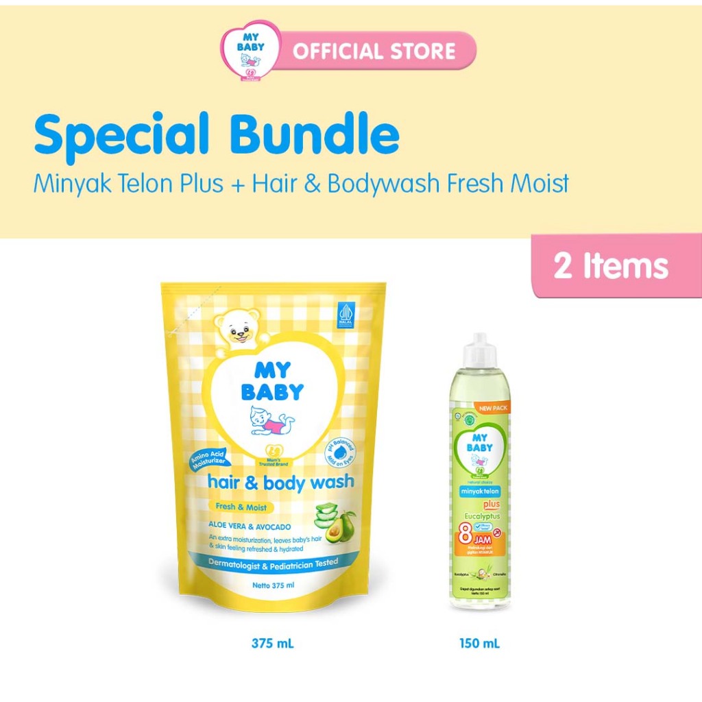 Jual MY BABY Minyak Telon Plus 150mL + Hair & Bodywash Aloevera & Avocado 375mL - Bundle Package ...